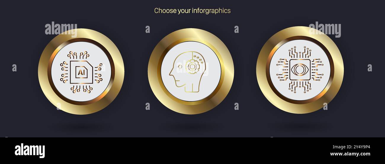 Luxury circles options infographic design, vector illustration. Golden ...