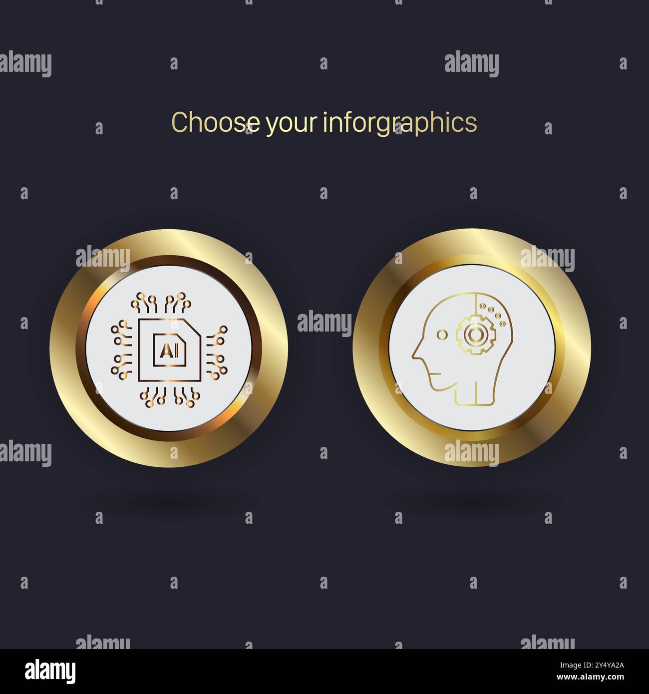 Luxury circles options infographic design, vector illustration. Golden ...