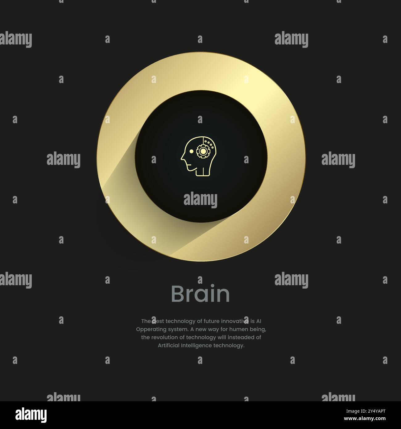 Brain icon, luxury circles diagram of work flow, options infographic ...