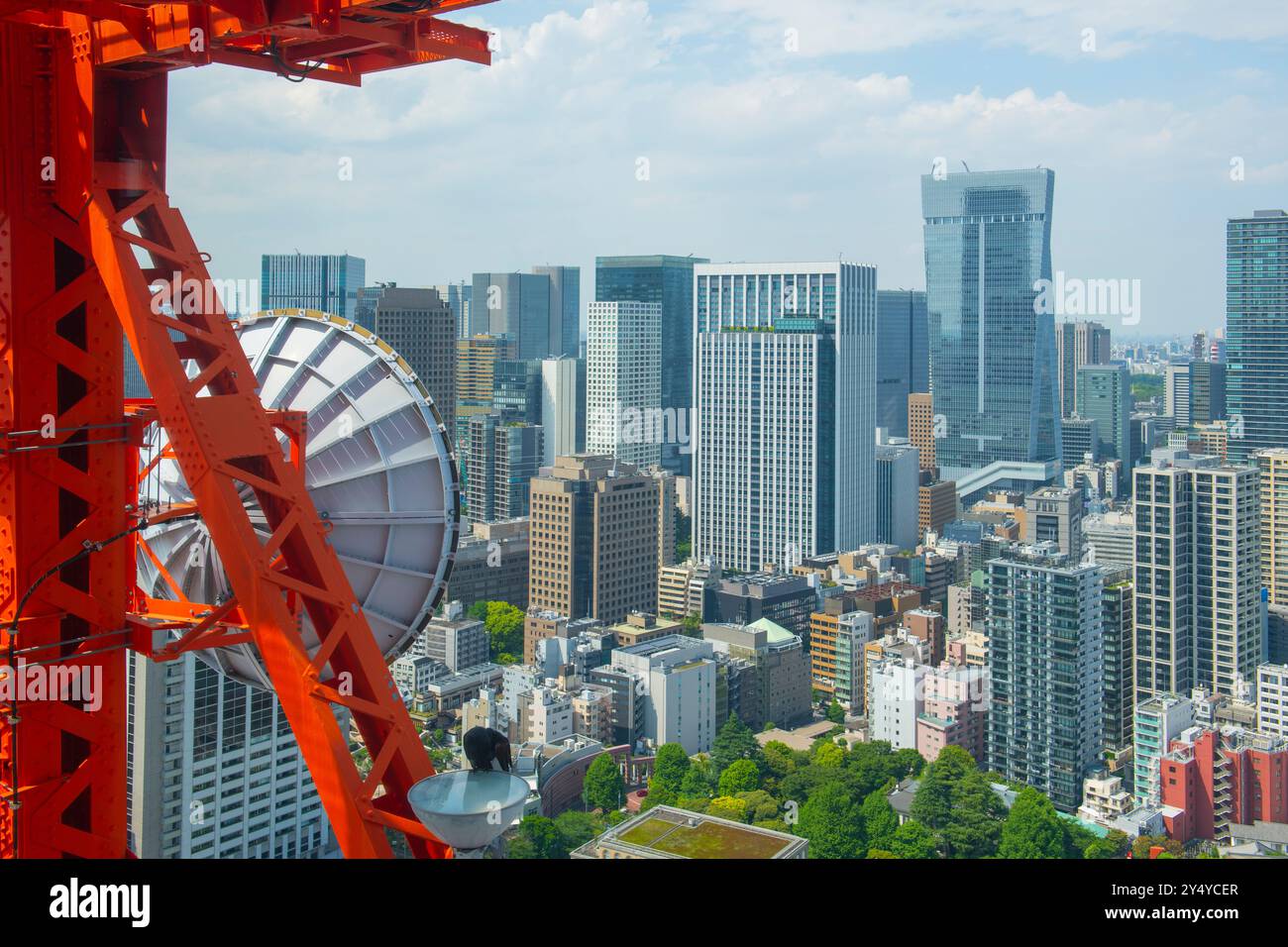 Tokyo modern city skyline aerial view including from top deck of the ...