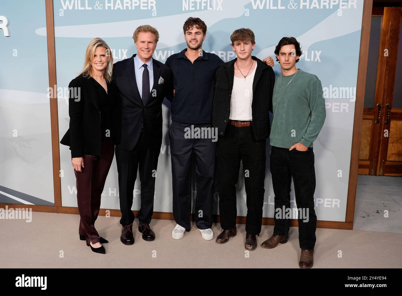 Viveca Paulin, from left, Will Farrell, Mattias Ferrell, Magnus Ferrell ...