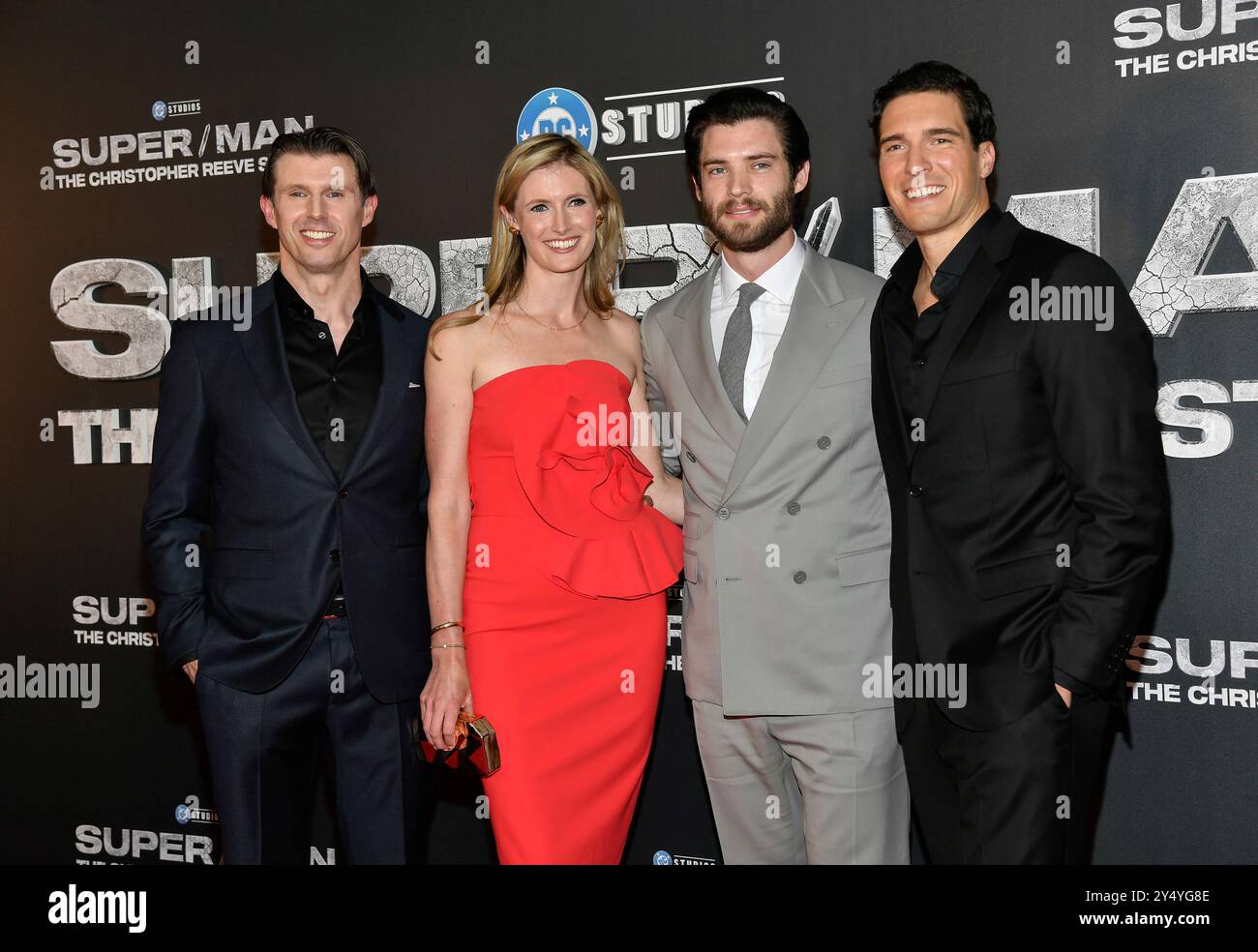 Matthew Reeve, left, Alexandra Reeve Givens, David Corenswet and Will ...