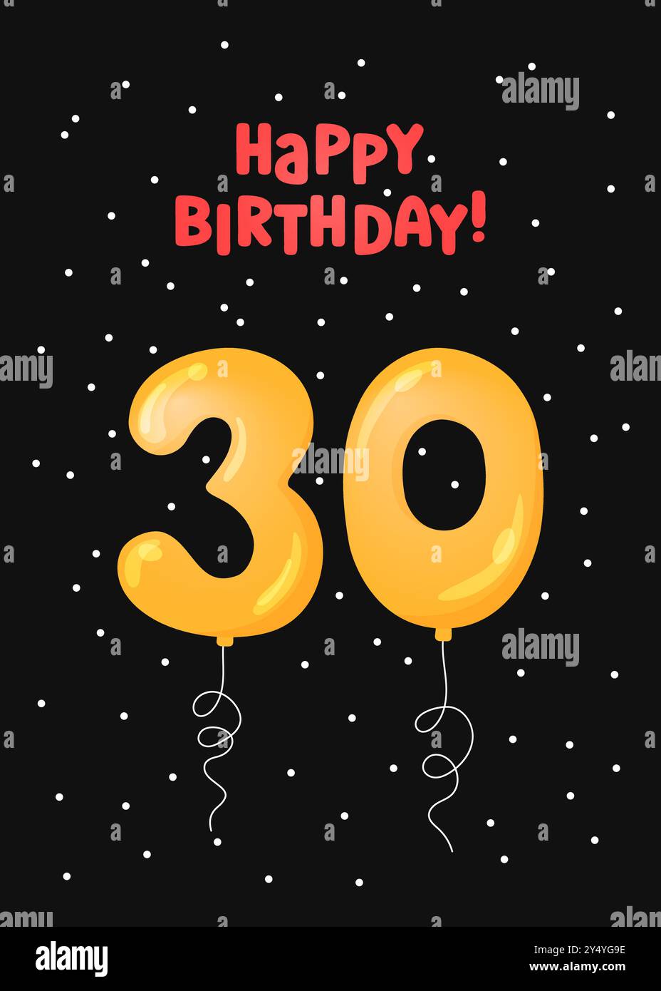 Happy Birthday 30 years greeting card design. Vector illustration ...