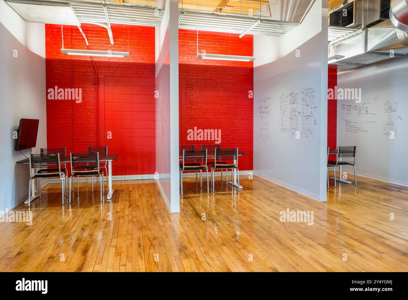 Three colorful work nooks in colorful office space Stock Photo - Alamy