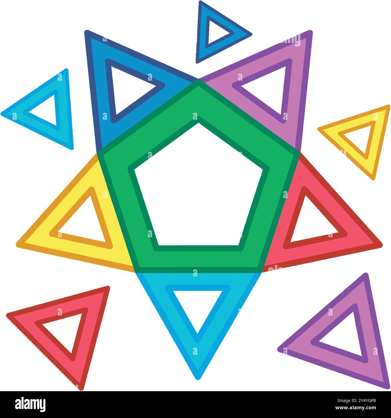 Vibrant overlapping triangles and pentagon design Stock Vector Image ...