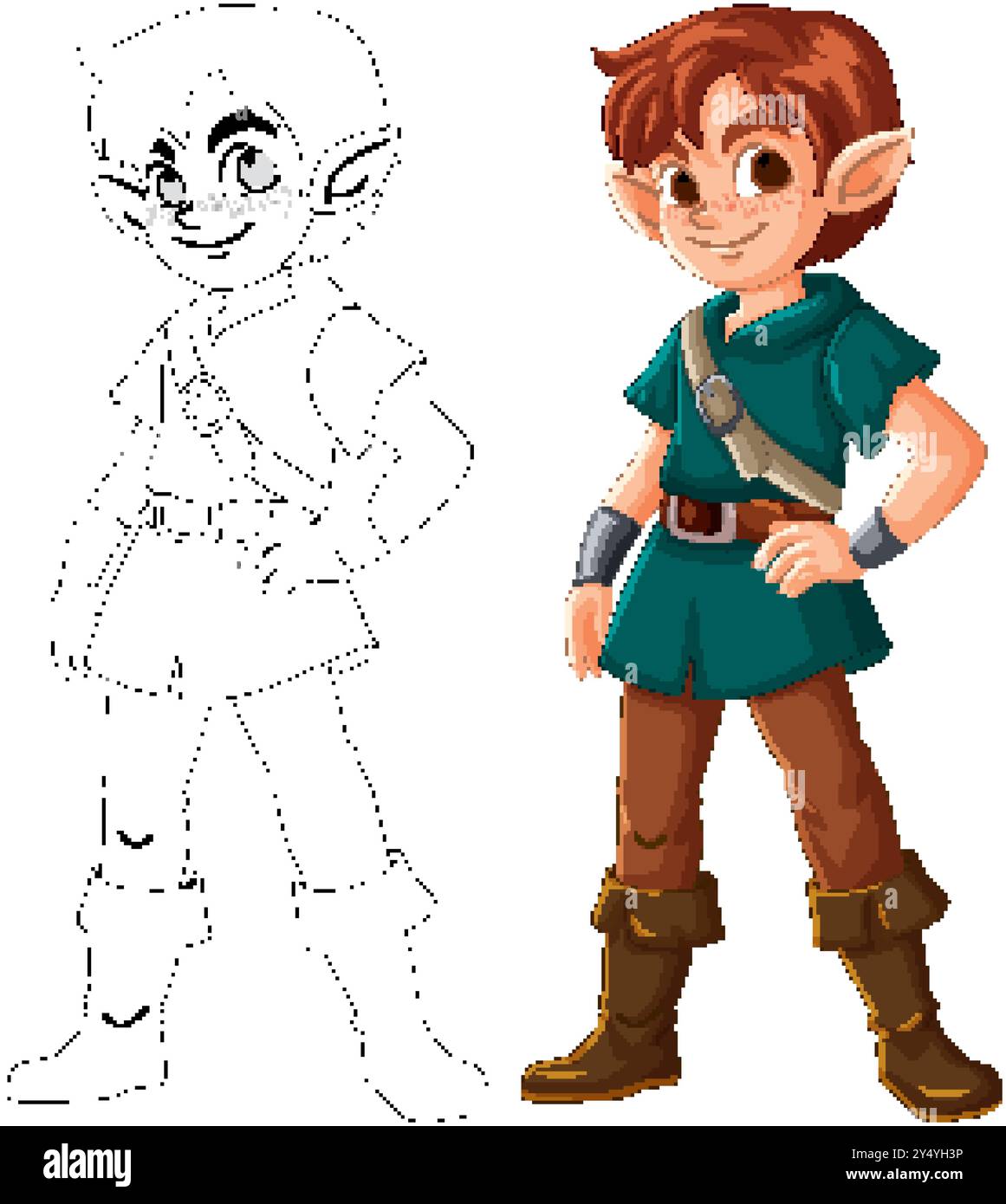 Color and outline of a young elf Stock Vector Image & Art - Alamy