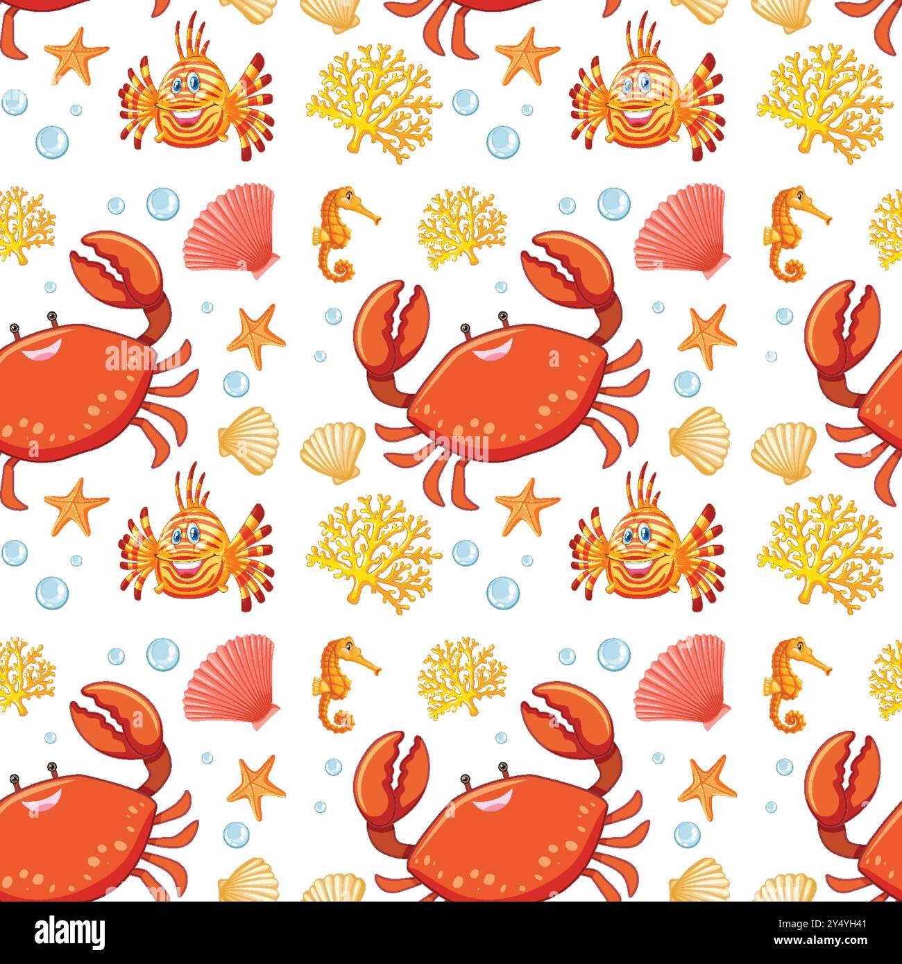 Colorful sea creatures and coral illustration Stock Vector Image & Art ...