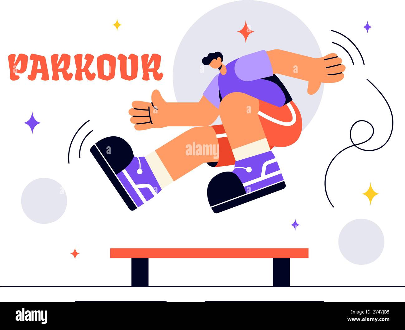 Parkour Sports Vector Illustration featuring Young Men Leaping Over ...