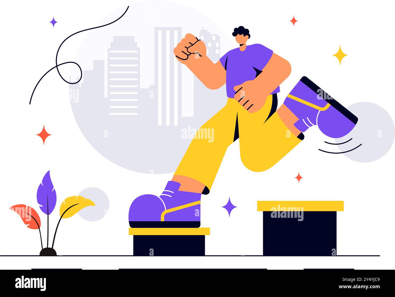 Parkour Sports Vector Illustration featuring Young Men Leaping Over ...