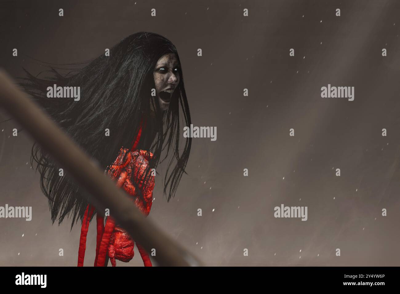 Kuyang, Kunyang, or Krasue ghost is surrounded by a dark, ominous ...