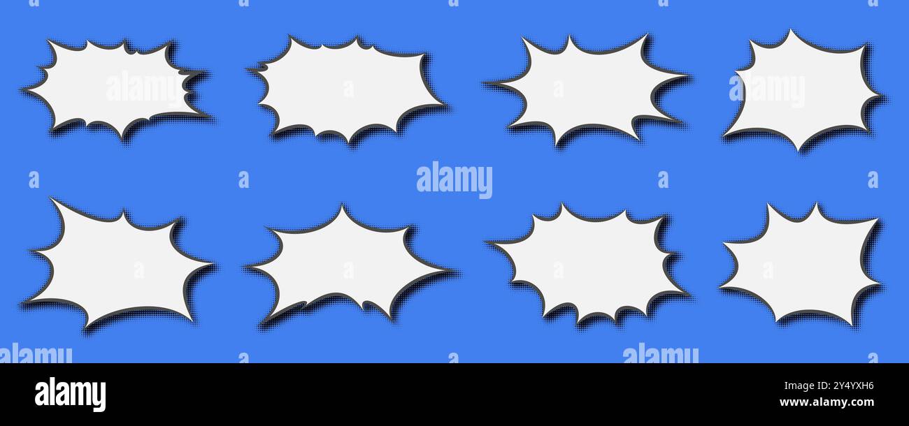 Manga speech bubble. Comic text frame with pop art halftone dotted effect. Balloon chat shape ...