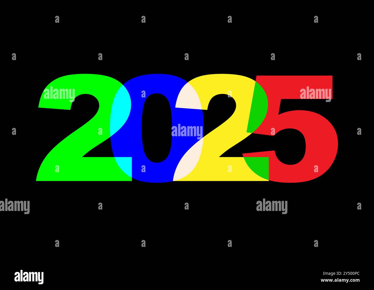 2025, happy new year. Vector creative number on black background Stock ...