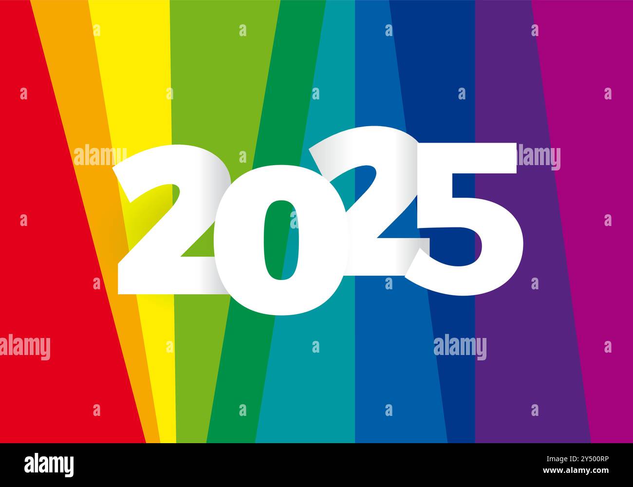 Creative text 2025 on rainbow background for peace in the world Stock ...
