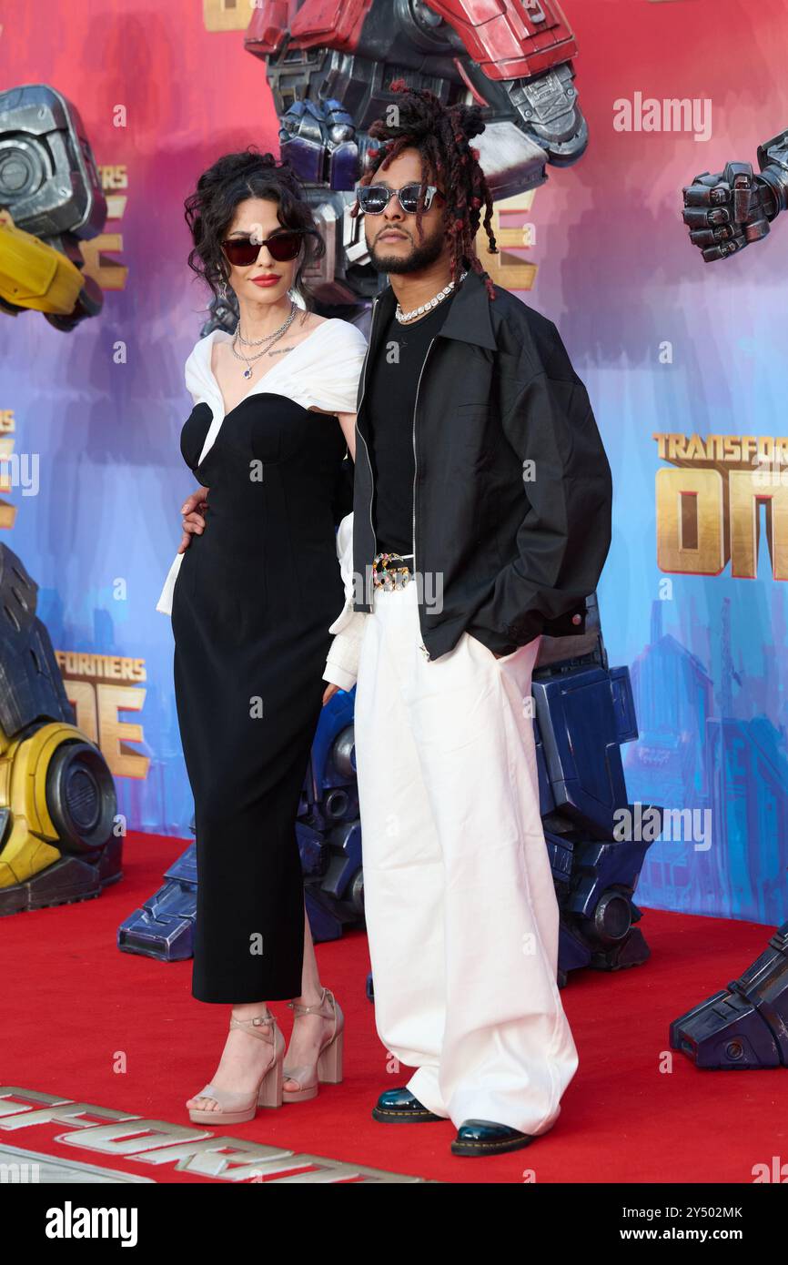 Leyla Moaser and Rich T pictured attending the 'Transformers One' UK ...