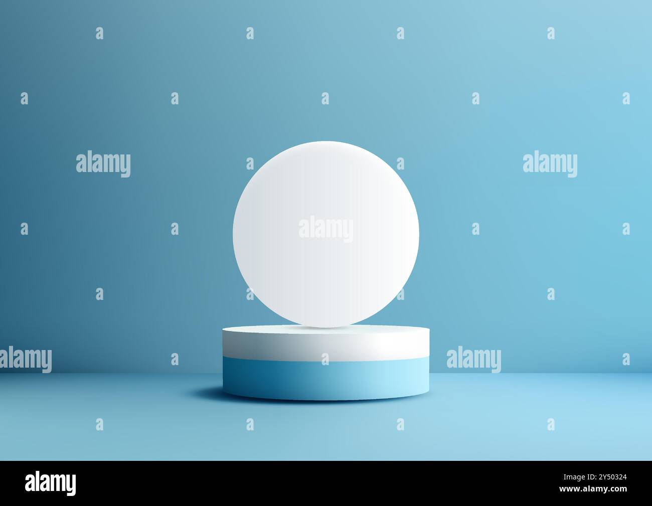Minimalist 3D White Circular Platform with Blue Base for Modern Product ...