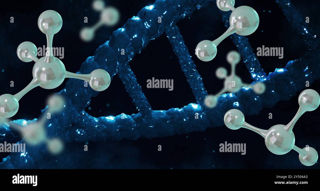 Dna structure spinning over network hi-res stock photography and images - Alamy