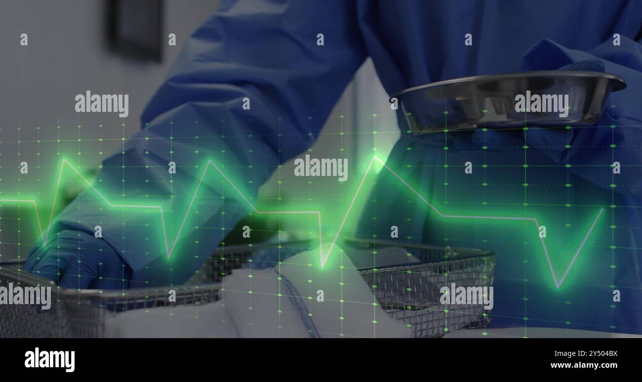 Medical data analysis image over healthcare professional handling ...