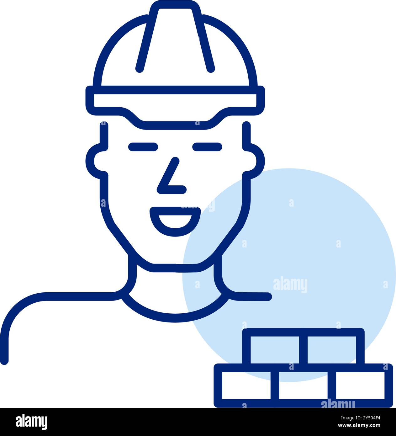 Man In Hard Hat And Bricks Safety In Construction Work Manual Labor