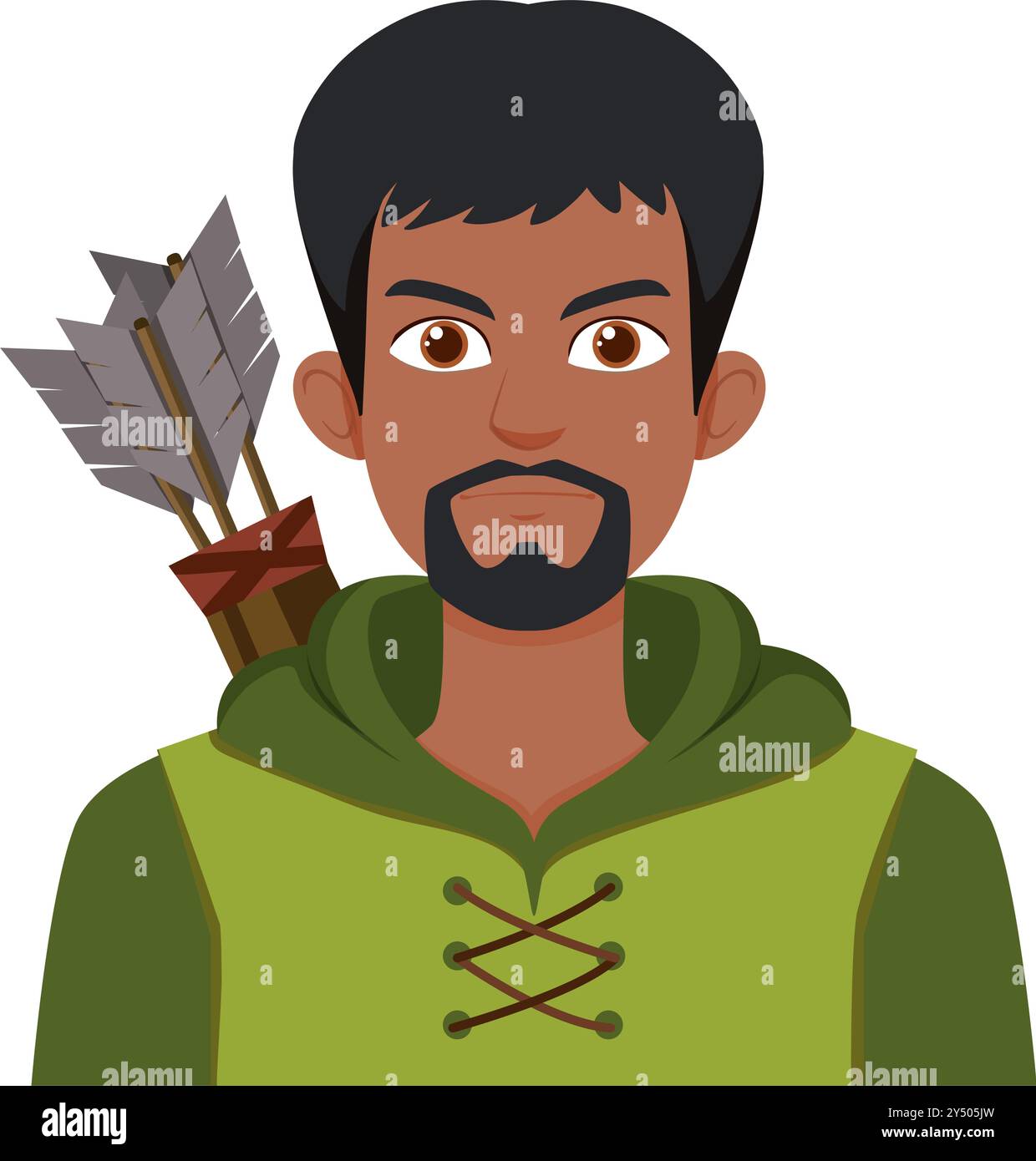 Illustration of an archer with arrows and green hood Stock Vector Image ...