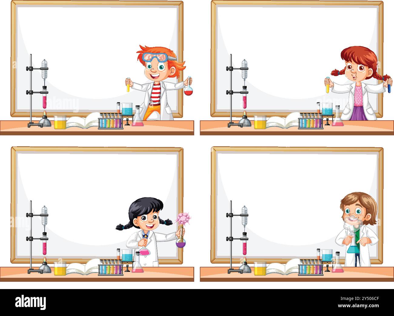Kids conducting experiments in a laboratory Stock Vector Image & Art ...