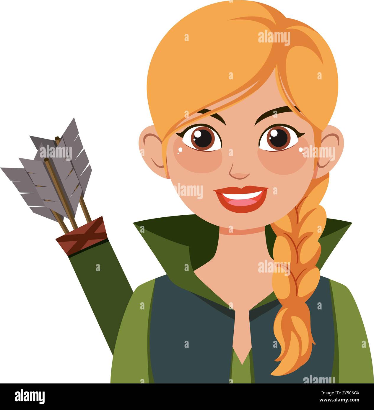 Smiling elf archer with braided hair Stock Vector Image & Art - Alamy