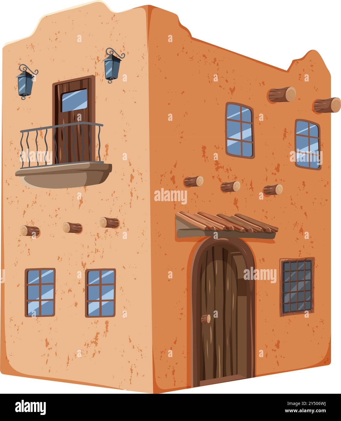 Illustration of a classic Mexican adobe house Stock Vector Image & Art ...