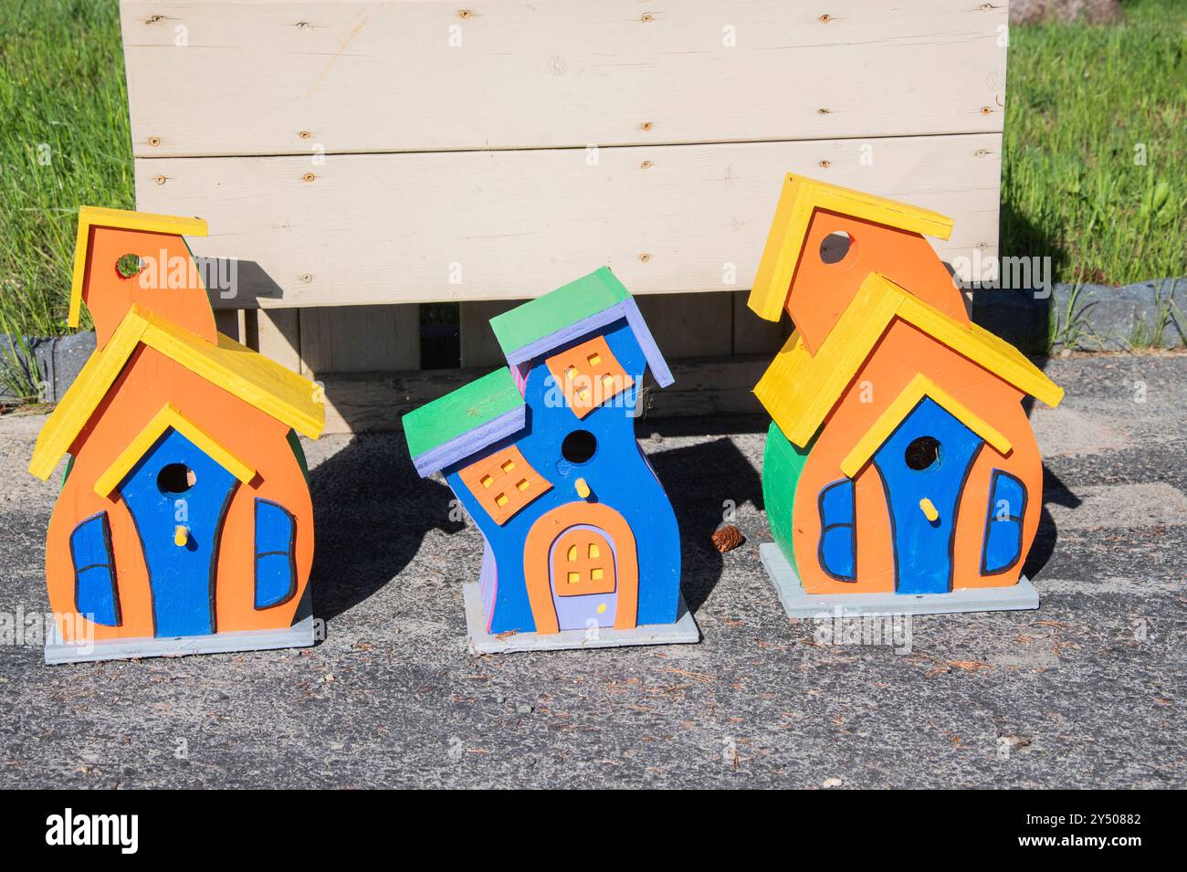 Colorful bird houses for sale on Conception Bay highway in Colliers ...