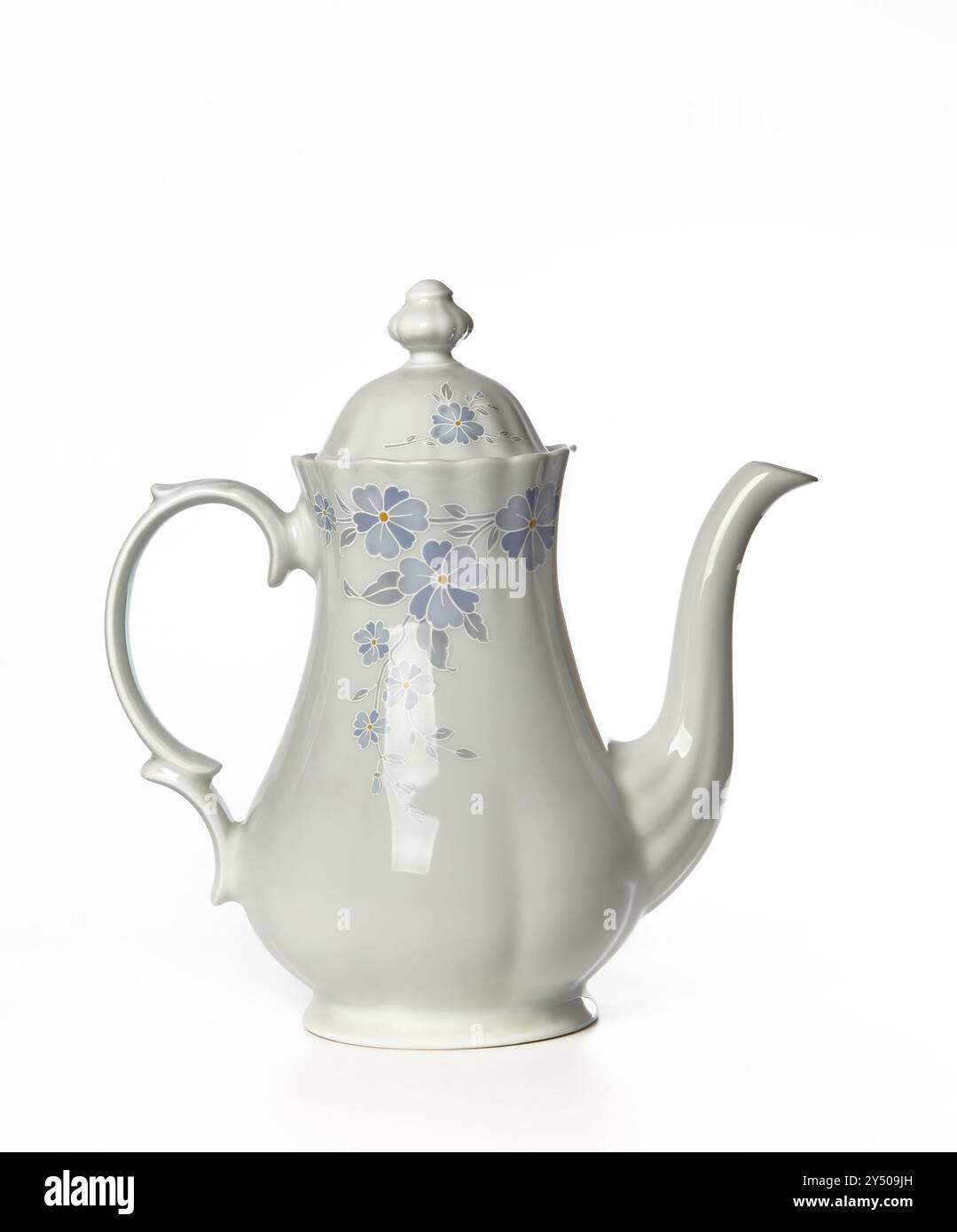 Vintage porcelain decanter with lid isolated on white background. Old ...