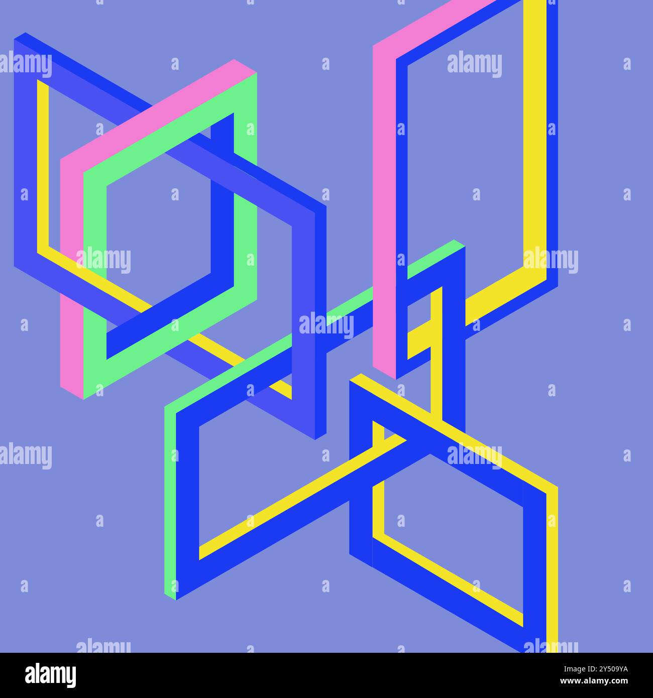 Interlocking Isometric shapes in vibrant colors. Suitable for graphic ...