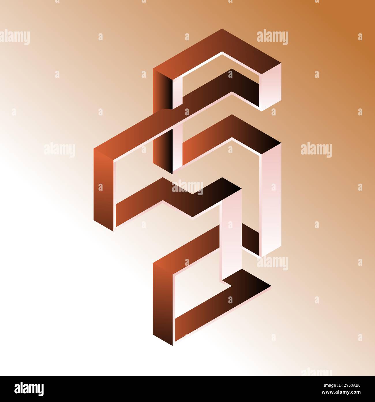 Brown and white isometric shapes on a gradient background. Suitable for ...