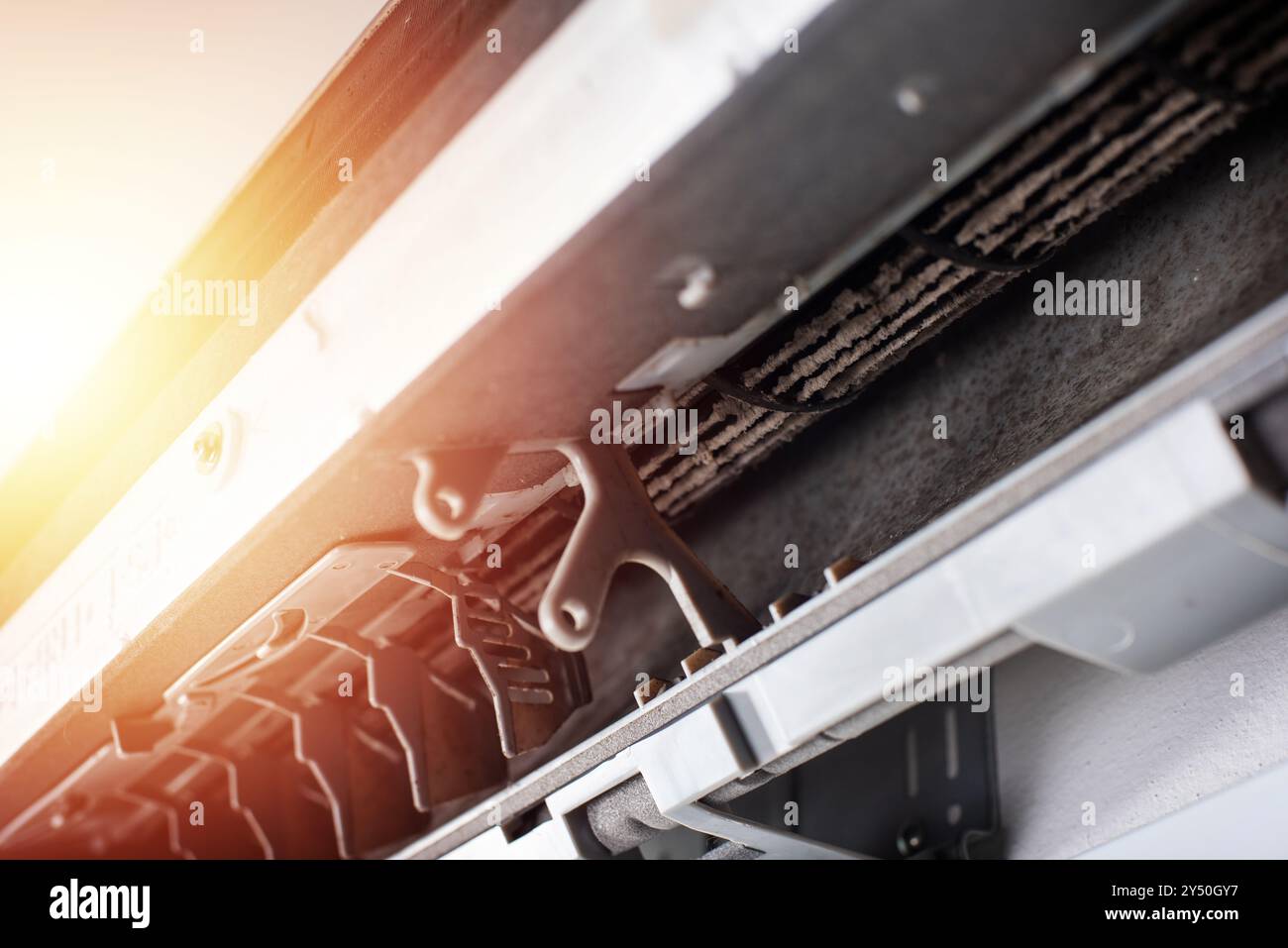 Close up dirty on air conditioner blower fan. Maintaining the air ...