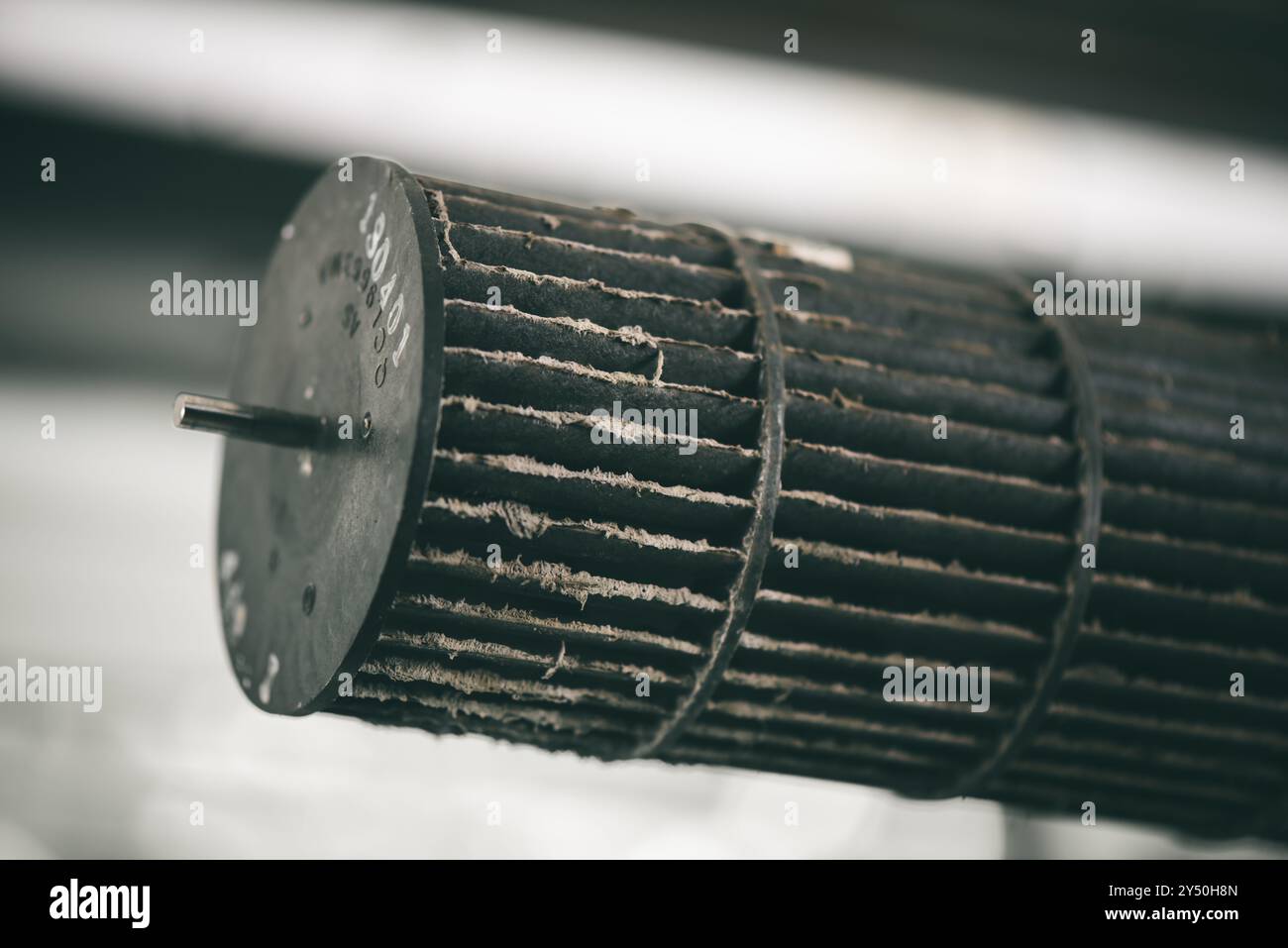Close up dirty on air conditioner blower fan. Maintaining the air ...