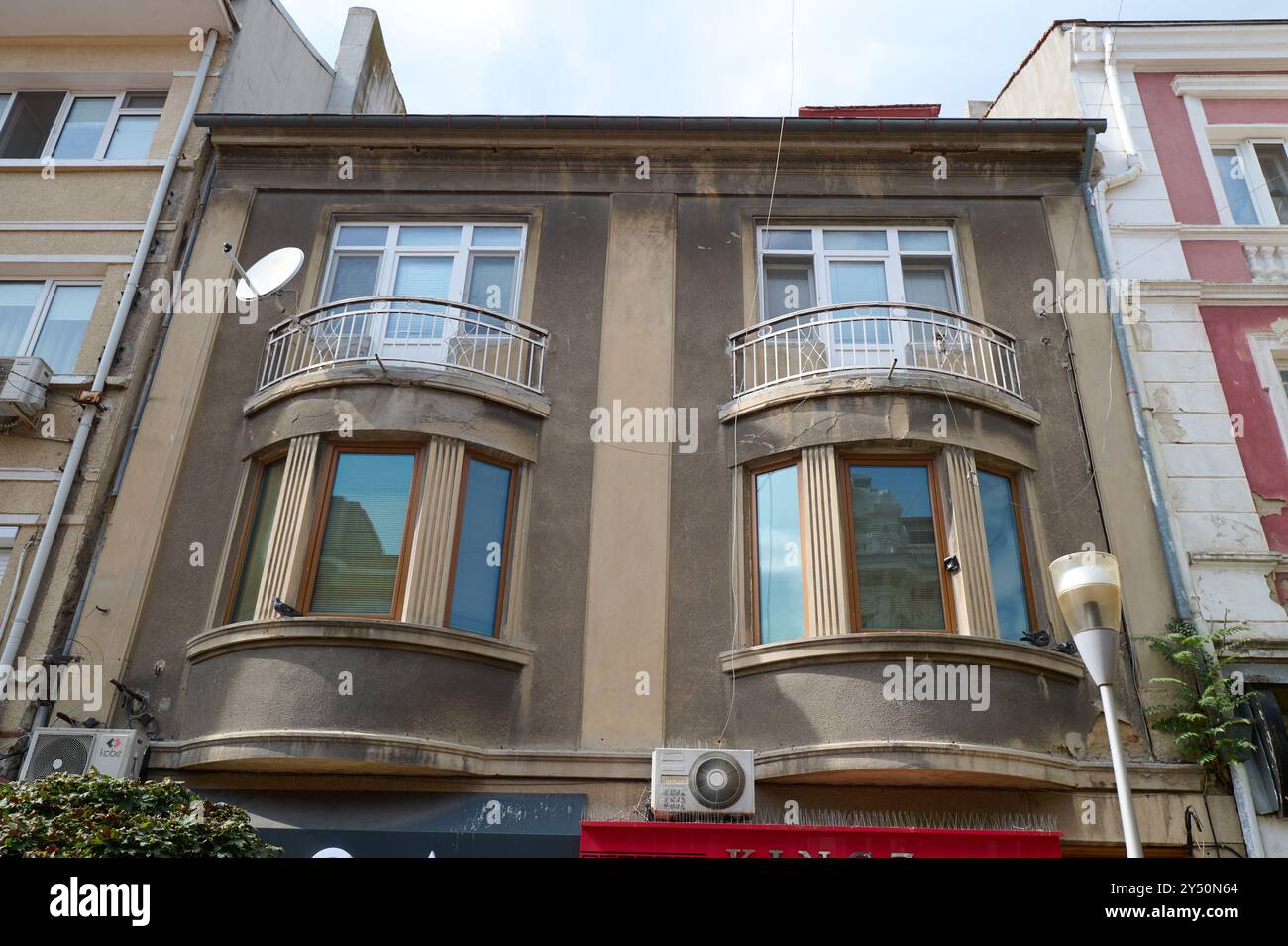 Elegant architectural details of a historic building in a bustling city ...