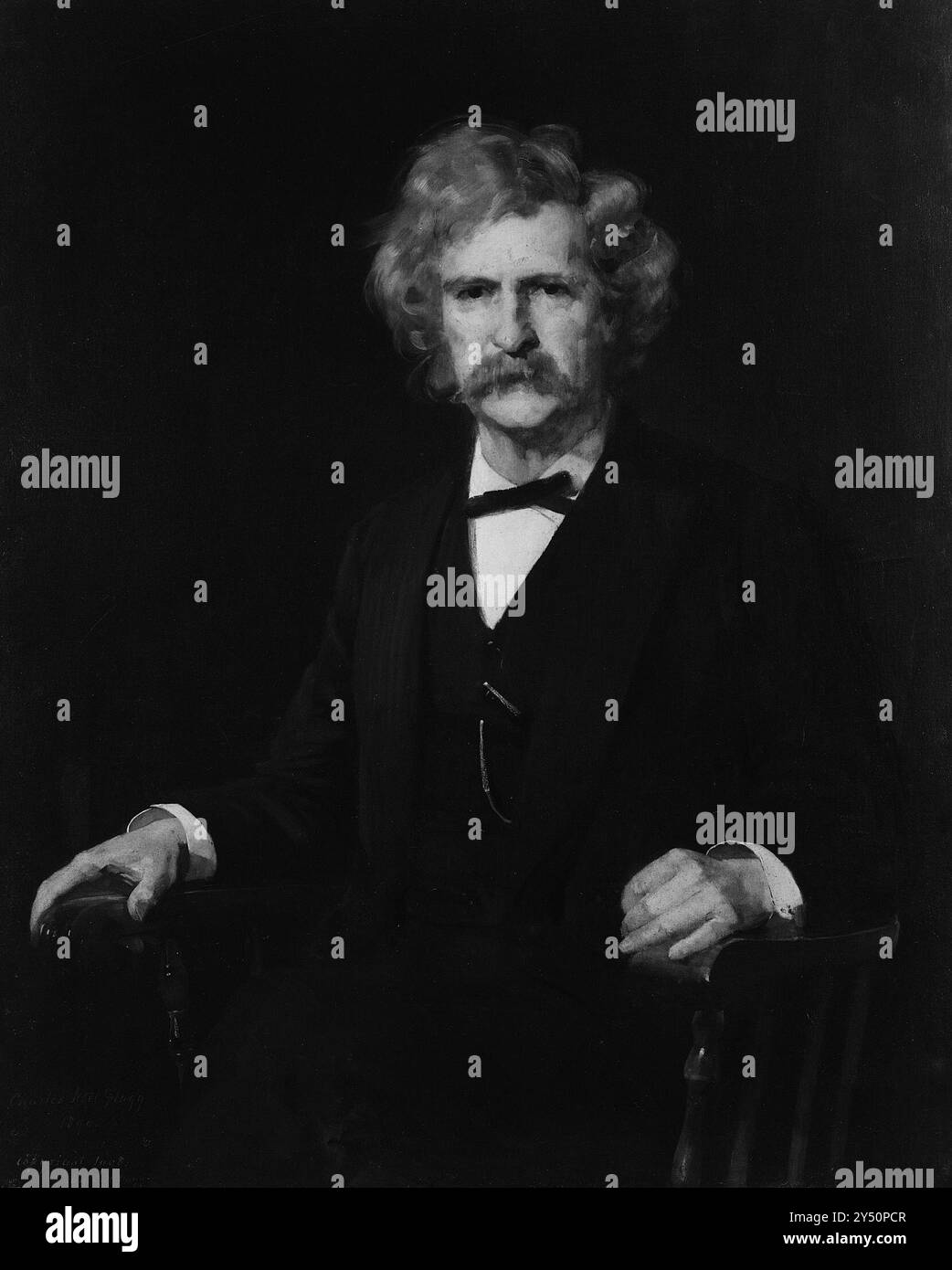 Portrait of Mark Twain - oil painting by Charles Noel Flagg, 1890 Stock ...