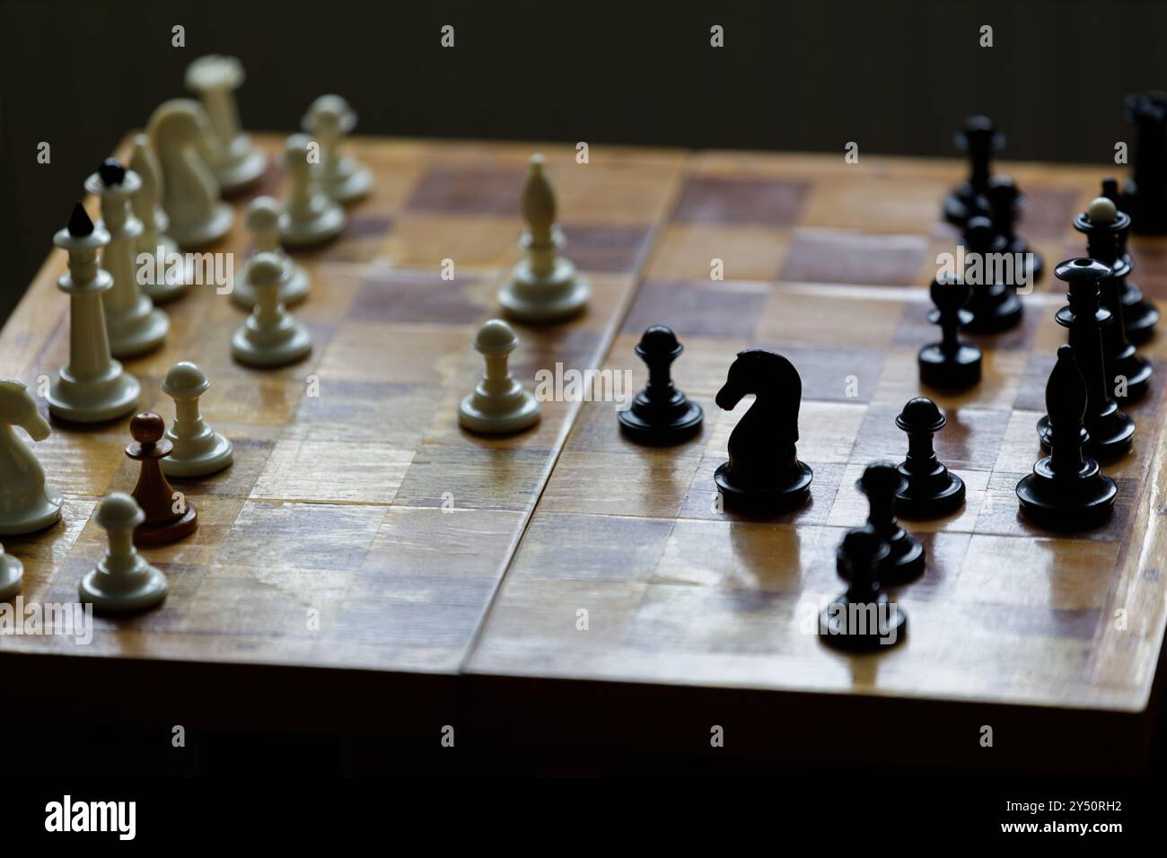 Starting of the chess match unfolds between two players, featuring a ...