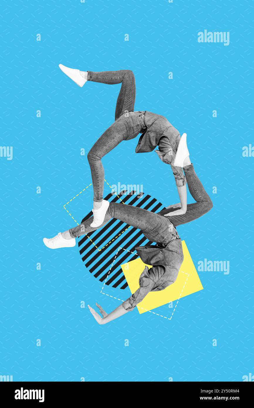 Composite trend artwork sketch image photo collage of surreal model posing two person headless ...