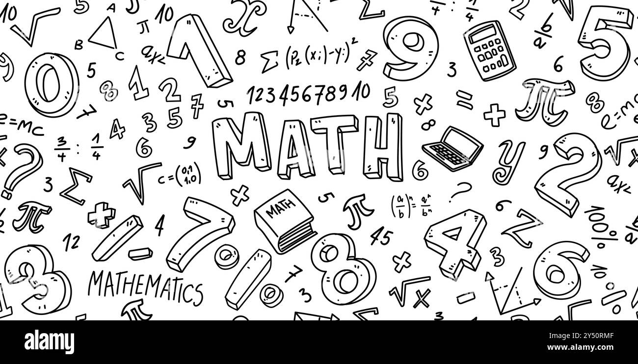 Maths doodle line set school Illustration. Hand Drawn Vector Clip Art ...