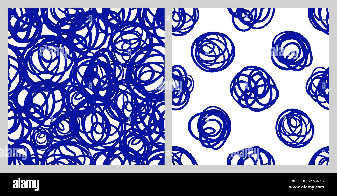 Bold Doodle Lines pattern set. Abstract Squiggle Wavy print. Naive ...