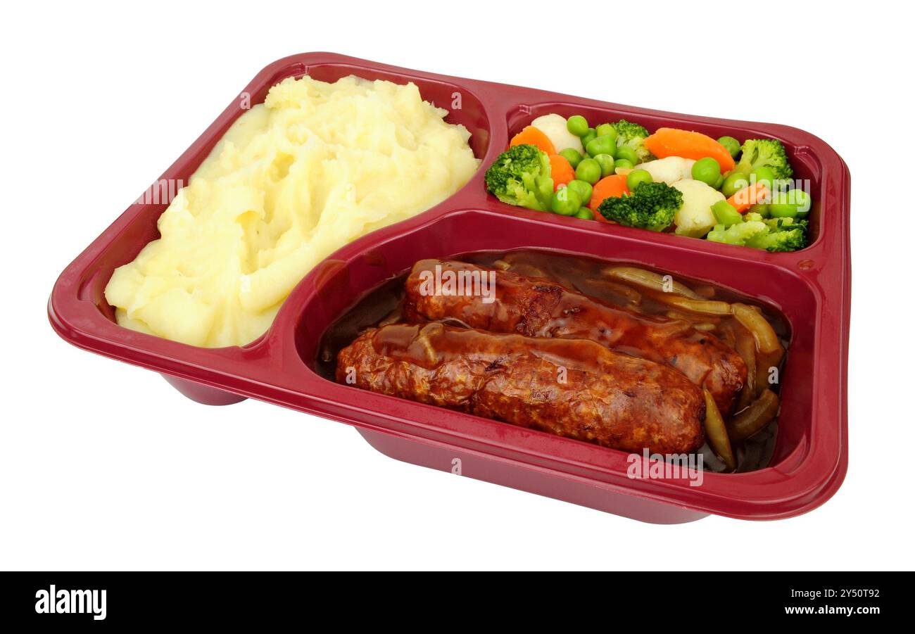 Sausage and mash ready meal with pork sausages, creamy mashed potatoes ...