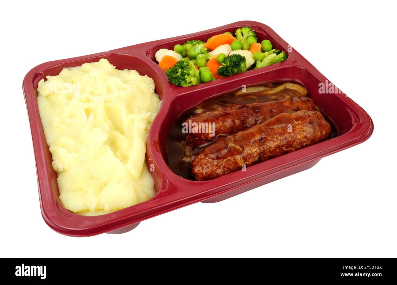 Sausage and mash ready meal with pork sausages, creamy mashed potatoes ...