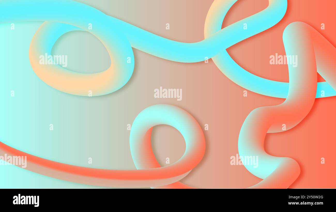 Intertwined pastel blue and orange loops on gradient background are ...