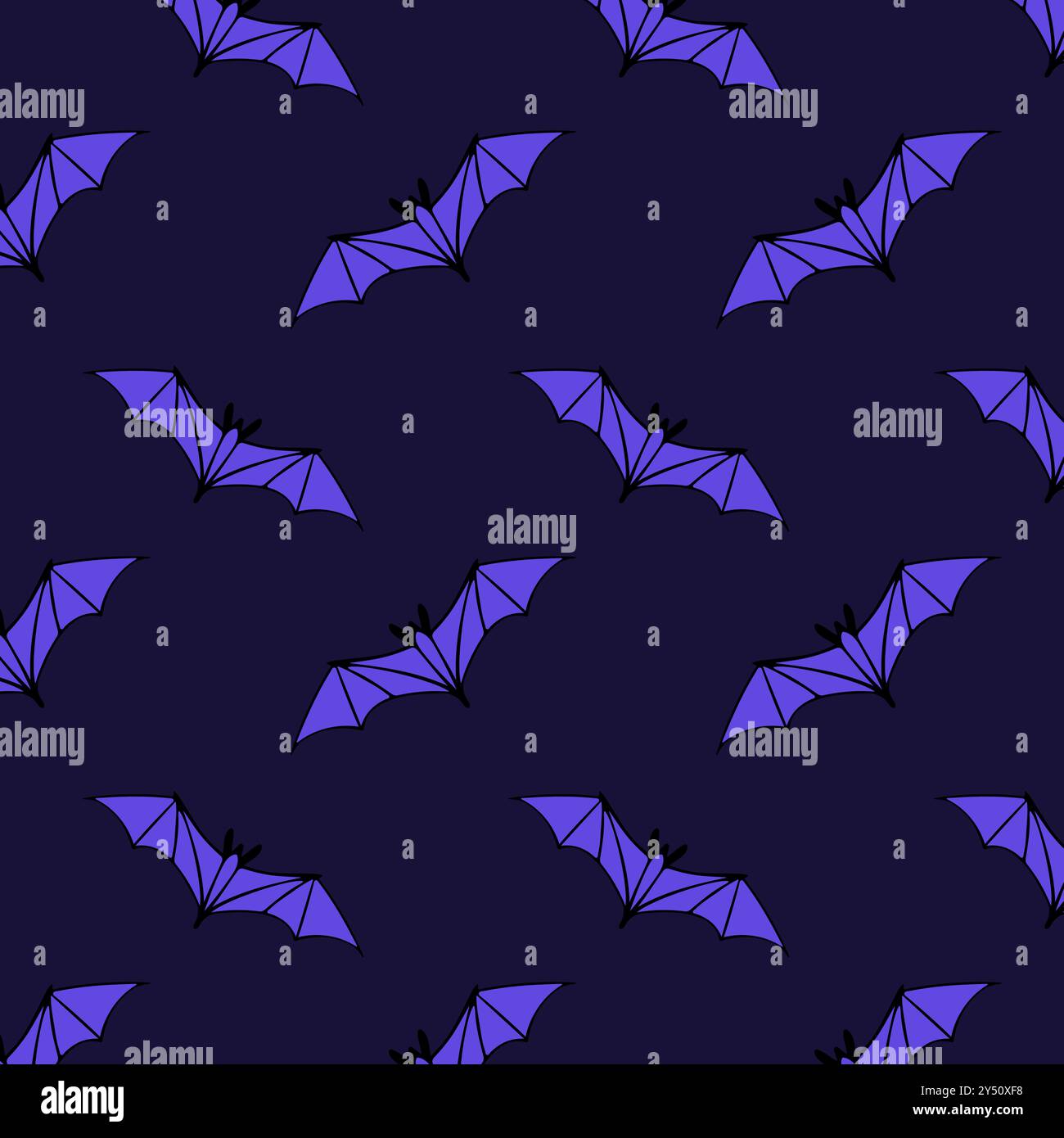 Bats pattern dark purple background, design for Halloween, doodle hand ...