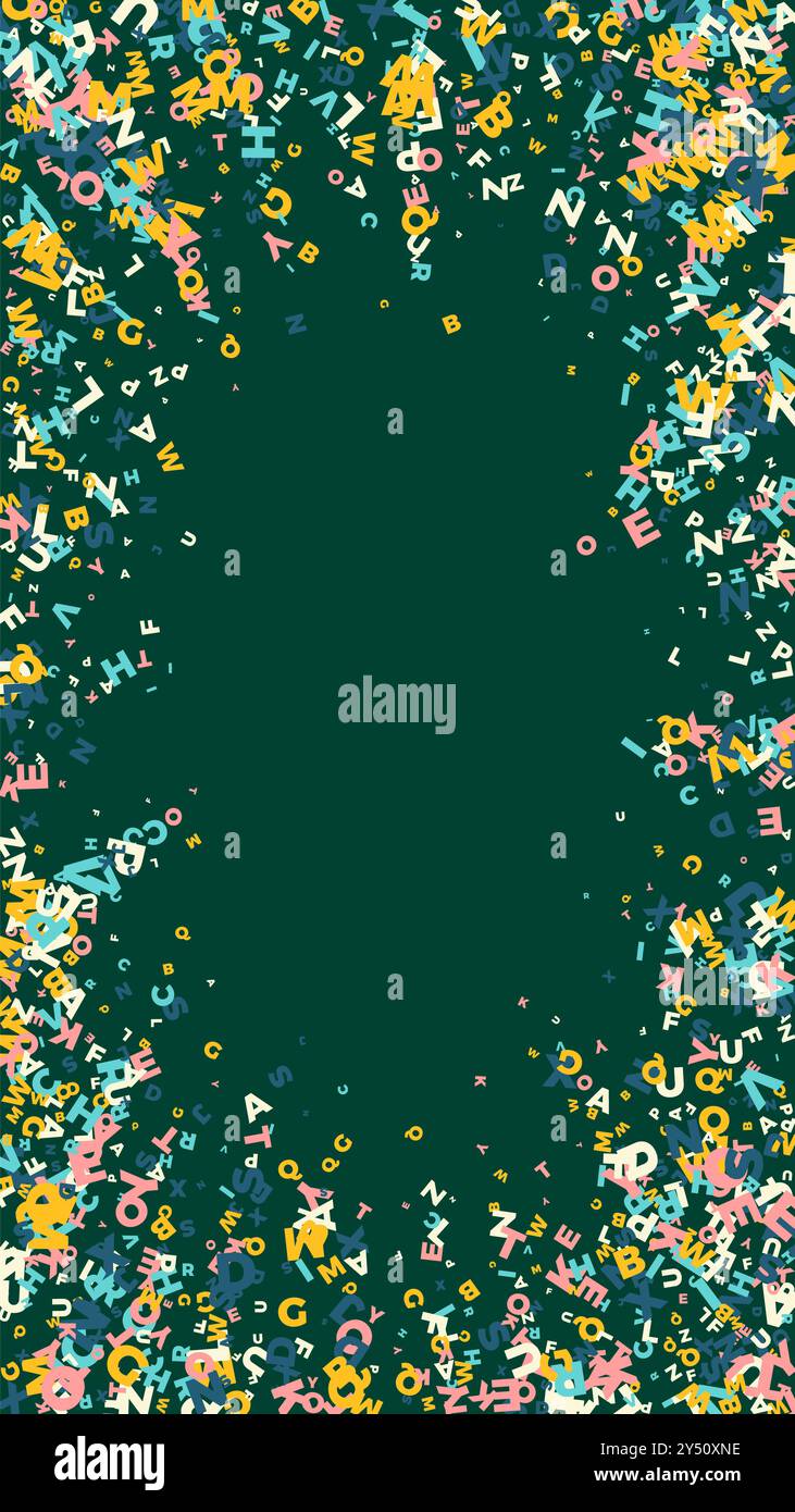 Concept of school background. Colorful childish falling letters of ...