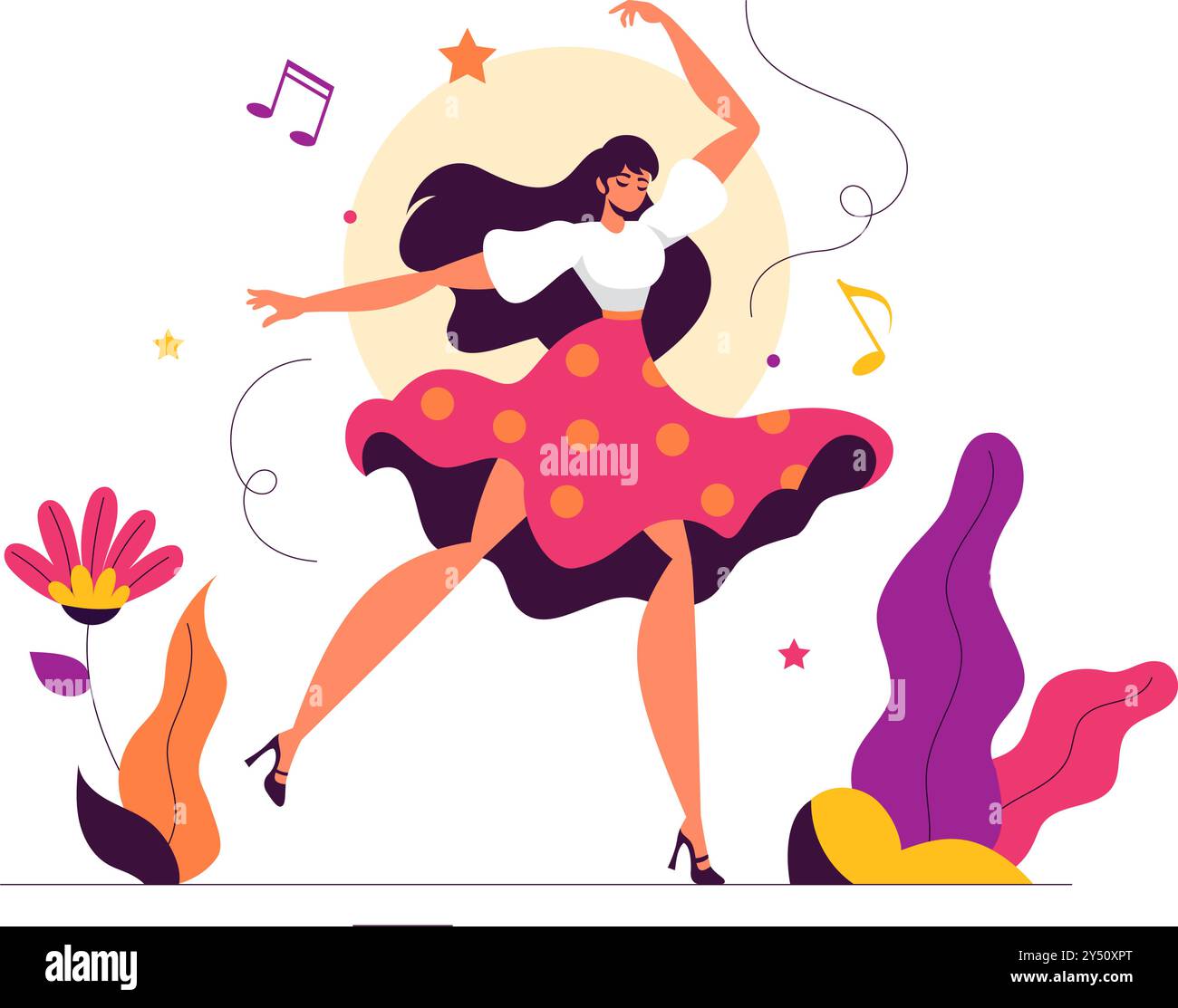 Vector Illustration of a Dancer Performing to Music in a Flat Style ...
