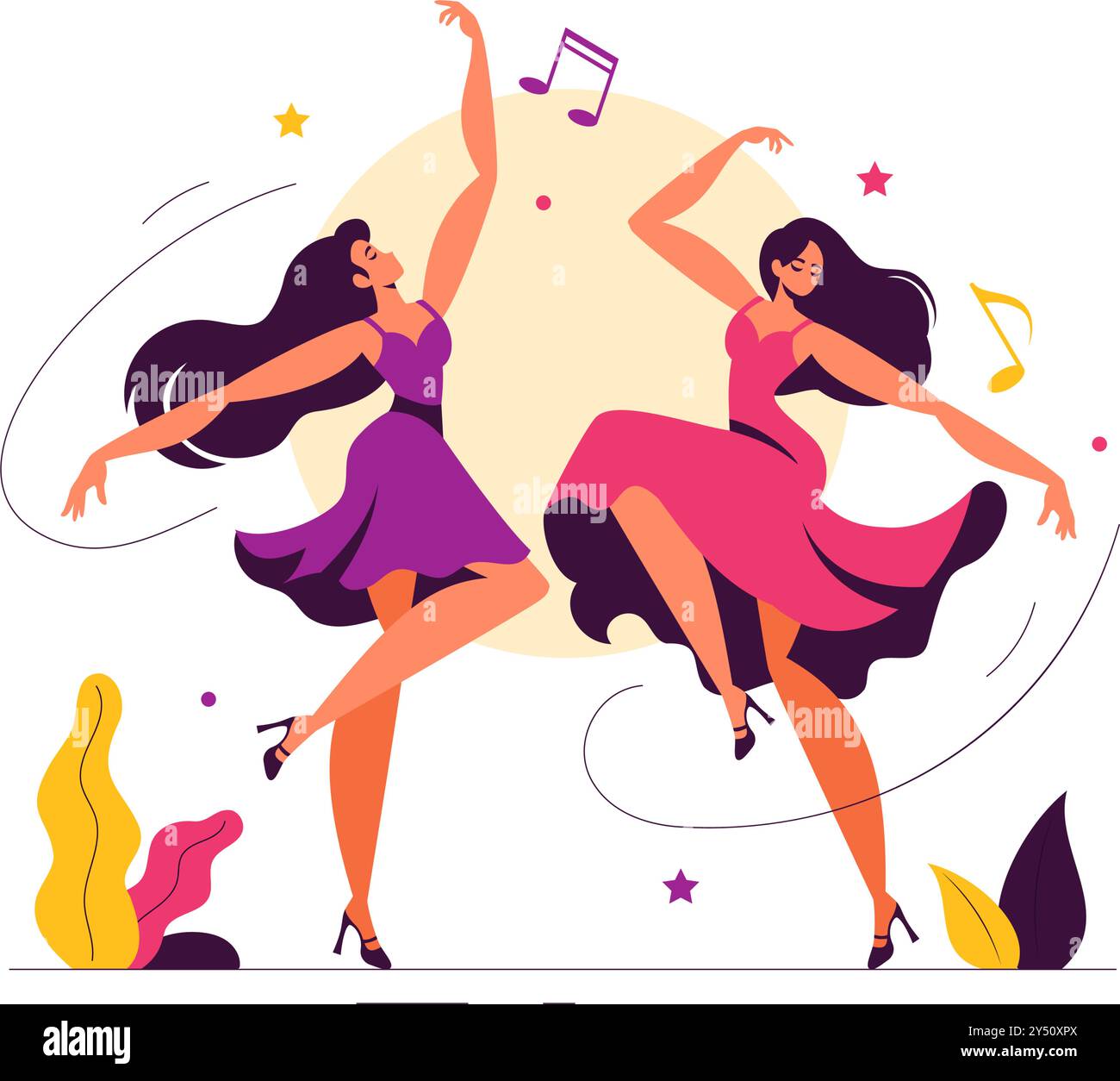 Vector Illustration of a Dancer Performing to Music in a Flat Style ...