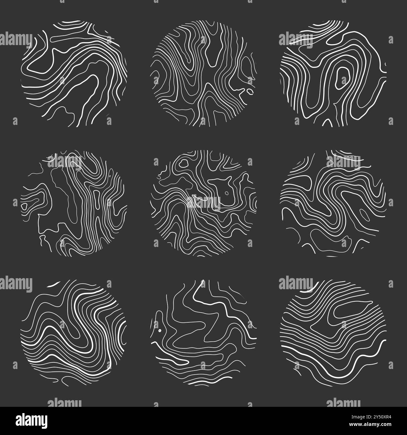 Topographic map with contour lines. Geographic terrain grid, relief ...