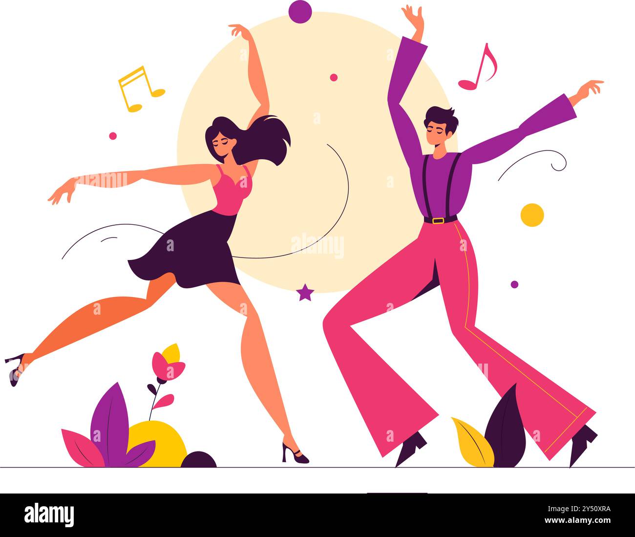 Vector Illustration of a Dancer Performing to Music in a Flat Style ...