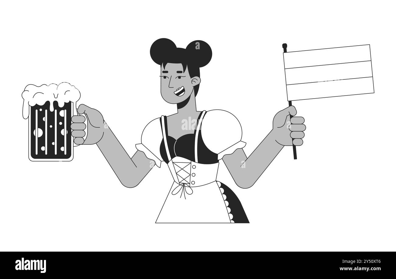 African american waitress holding beer and flag of germany black and ...