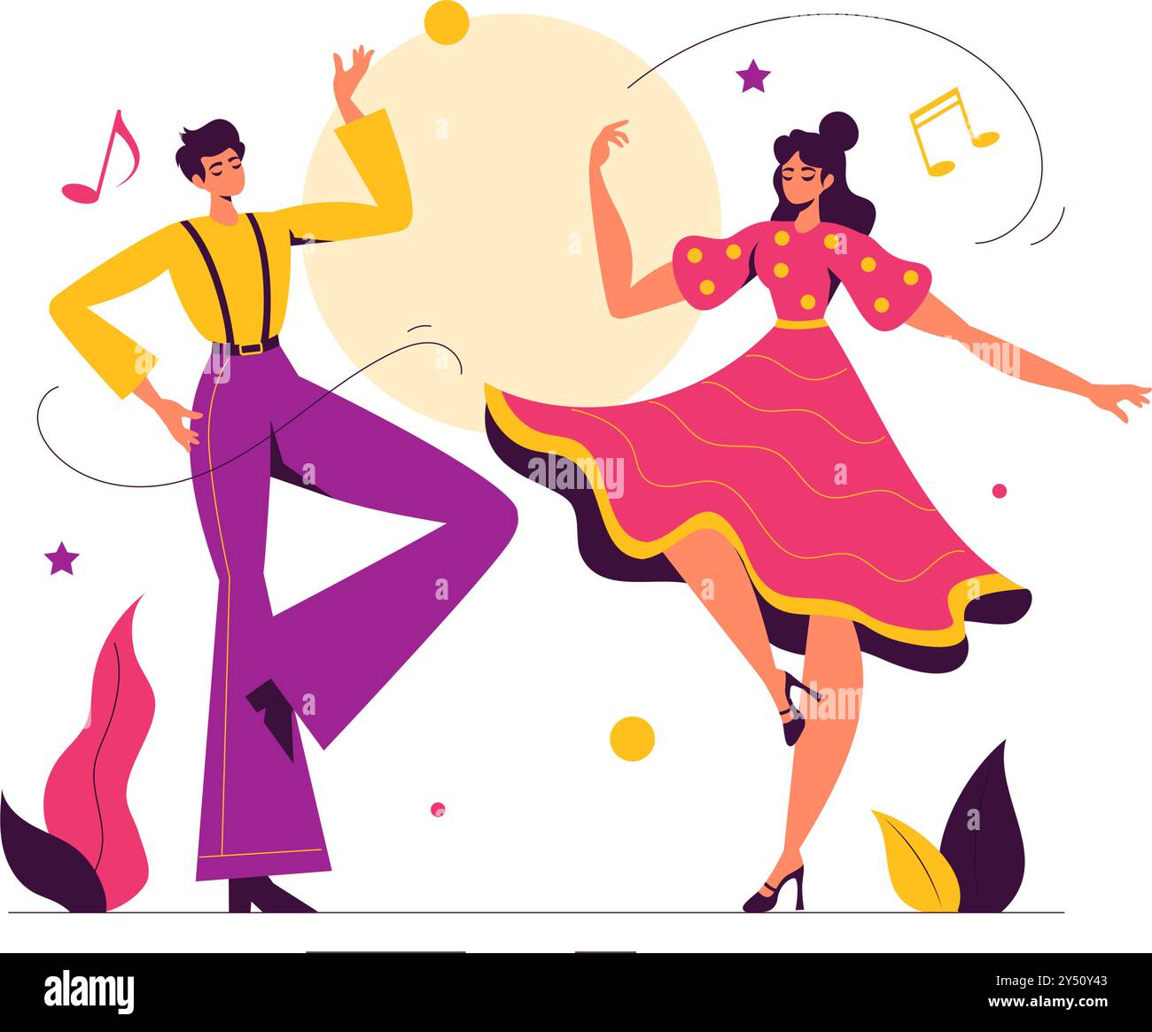 Vector Illustration of a Dancer Performing to Music in a Flat Style ...