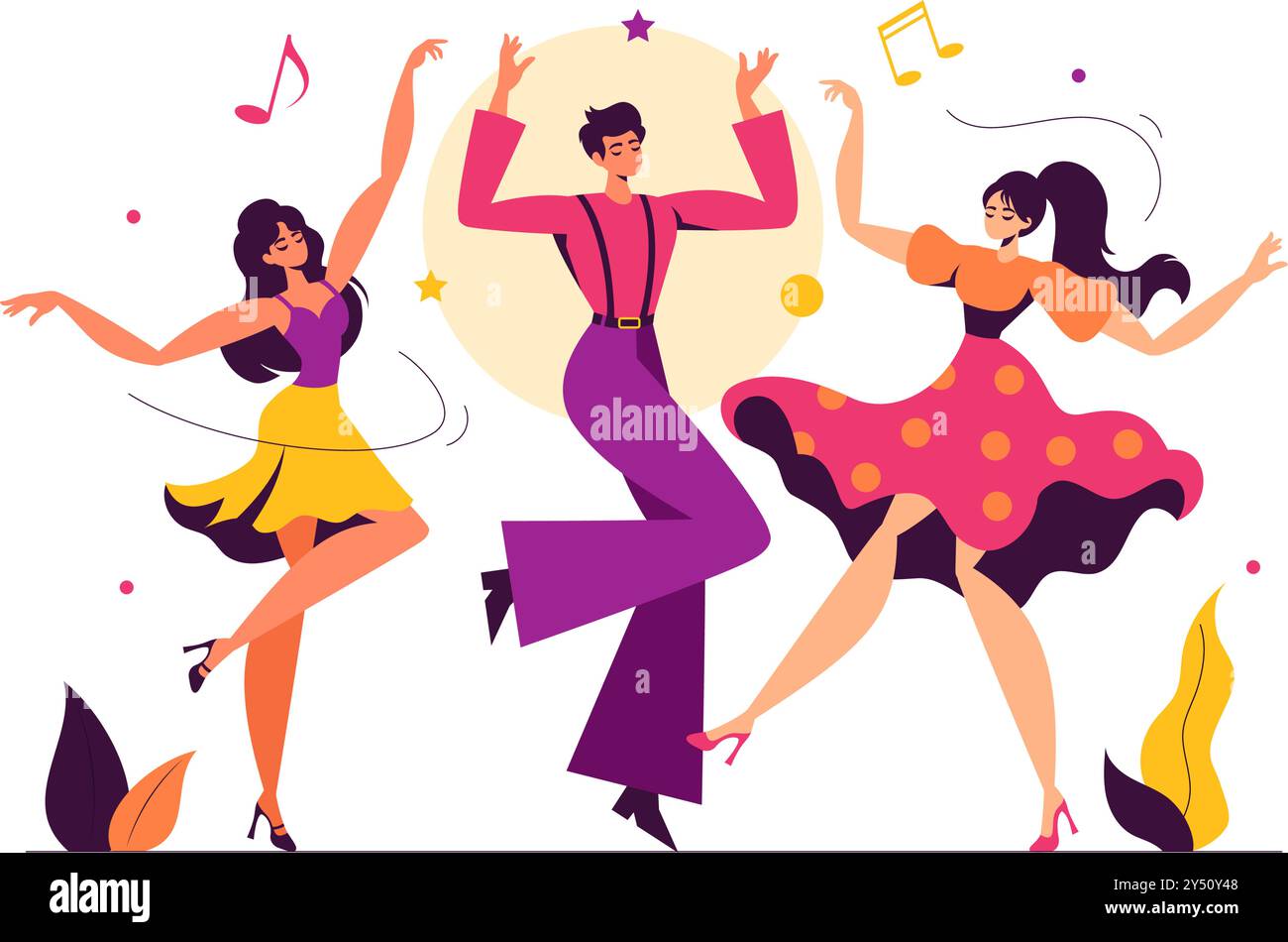 Vector Illustration of a Dancer Performing to Music in a Flat Style ...